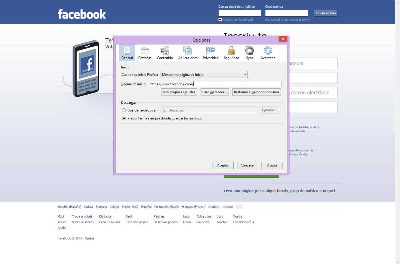 Cómo hacer que Facebook sea mi página de inicio