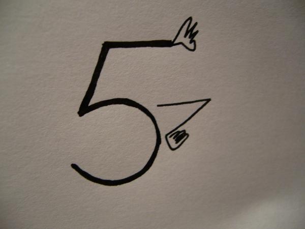 Cómo dibujar el número 5 de forma original - 6 pasos