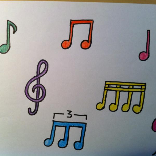 Dibujo A Lápiz De Notas Musicales