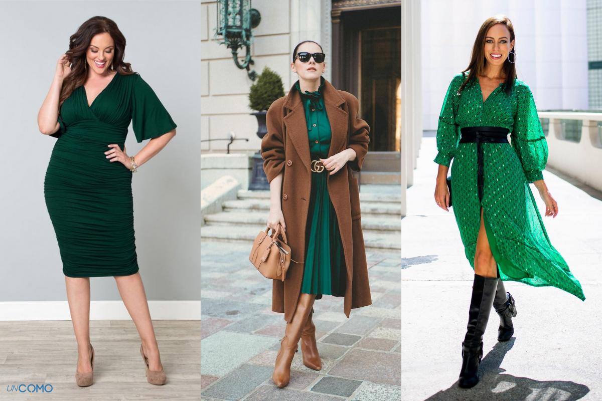 15 LOOKS para COMBINAR un VESTIDO VERDE BOTELLA